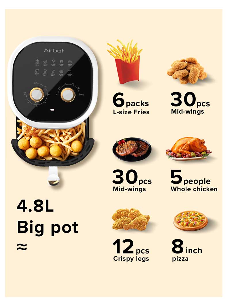 Airbot Air Fryer AF480 Deep Fryer 4.8 L Cooker Fryer Pot Non-Stick ...